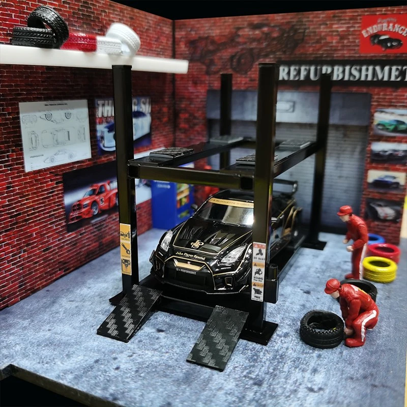 DIY 1:64 pres döküm Model araç park kaldırma makinesi Diorama garaj ...