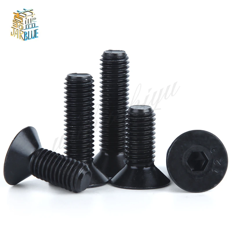 5 50pcs M2 M2.5 M3 M4 M5 M6 M8 *L =4~50mm black oxide grade 10.9 class DIN7991 alloy steel Hex ...