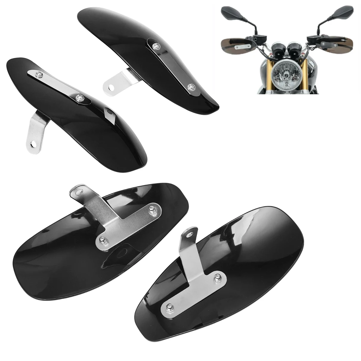 Motorcycle Universal Black Hand Guard Handlebar Protector Cold Wind ...