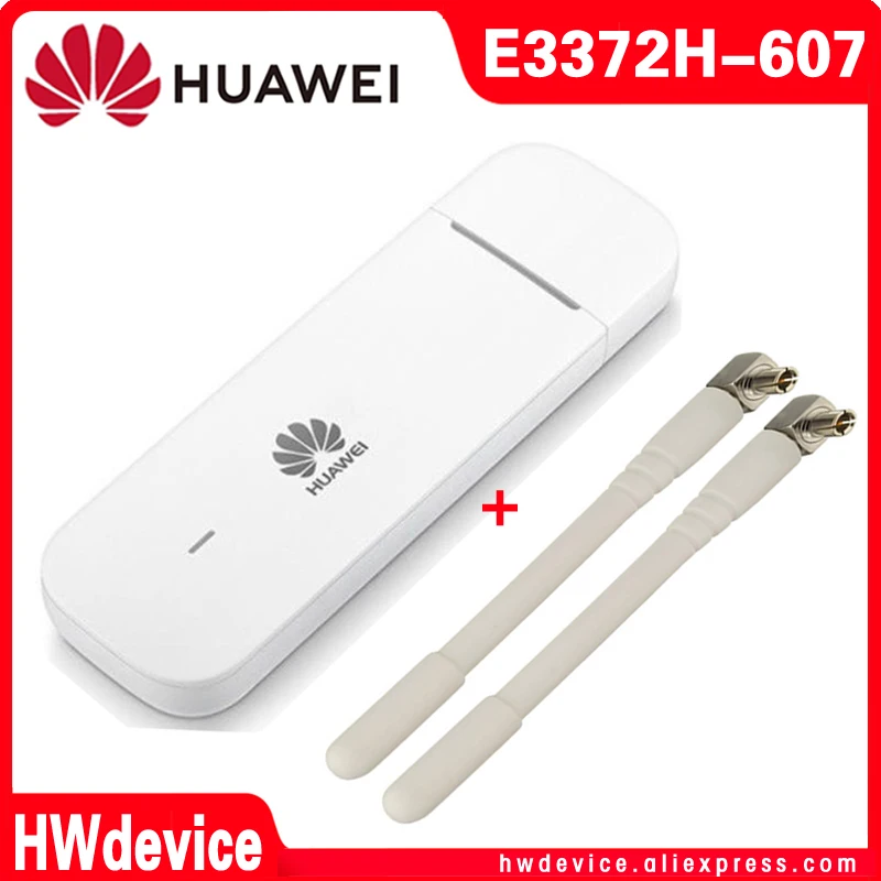 Unlocked Huawei E3372 607 E3372h-607 + 2pcs Antenna 4G LTE 150Mbps USB Modem 4G LTE USB Dongle ...