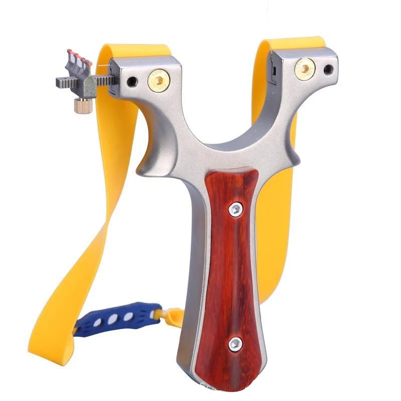 Powerful Stainless Steel Slingshot High Precision Flat Leather Catapult ...