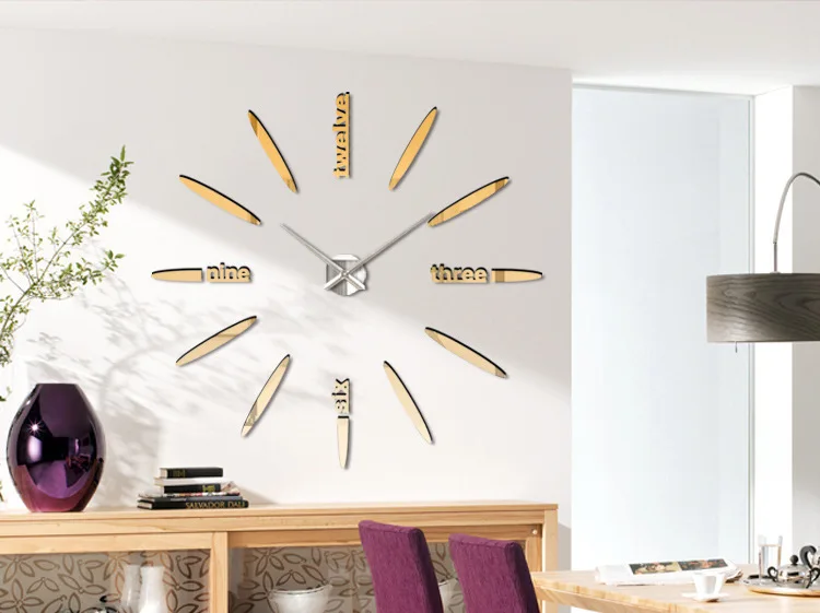 Ультра большие размеры креативные Diy настенные часы крутые художественные модные 3d настенные