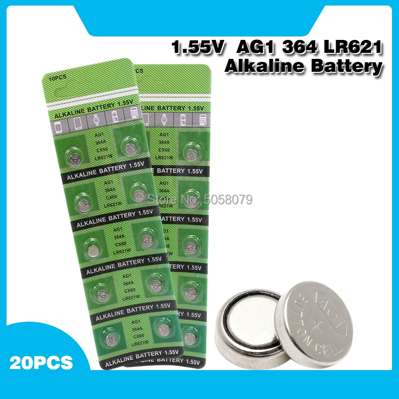 20Pcs AG1 AG 1 Watch Clock Battery Pilas LR621 LR 621 LR621W SR621SW ...