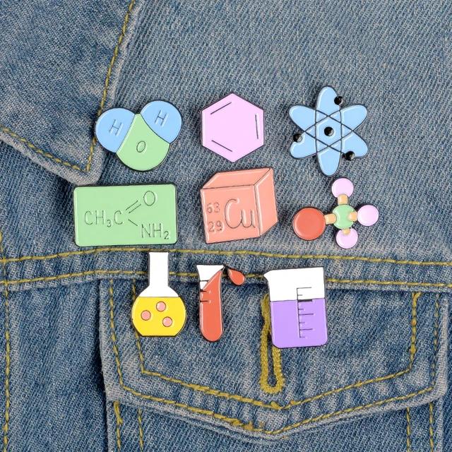 Educational Accessories 4-Piece Science Brooch Set - Microscope, Beaker ...