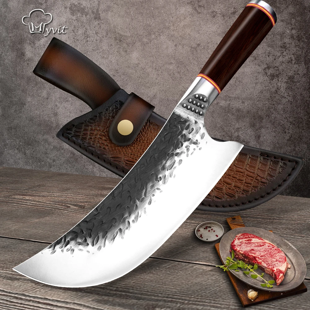 Chef Butcher Knife High Carbon Steel Handmade Forged Kitchen Knives ...