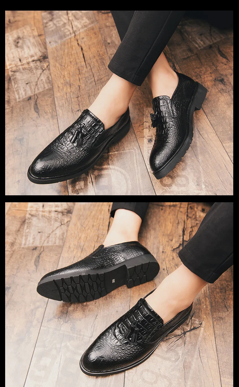 Мужские остроконечные кожаные туфли; импортные товары; модные стильные ...