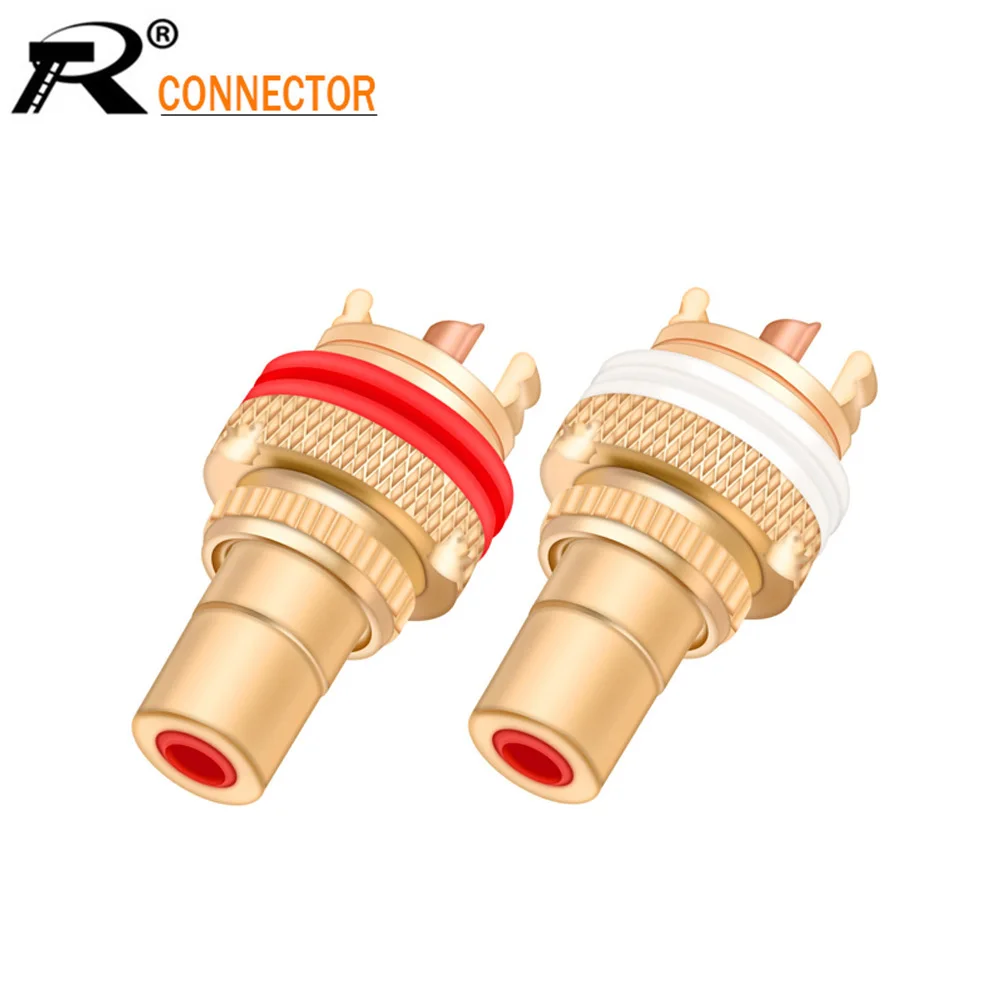 2Pcs-1Pair-Luxury-Gold-plated-RCA-Jack-Connector-Panel-Mount-Chassis ...