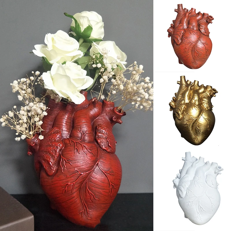 Creative-Planter-Pot-Simulation-Heart-Shaped-Vase-Resin-Anatomical ...