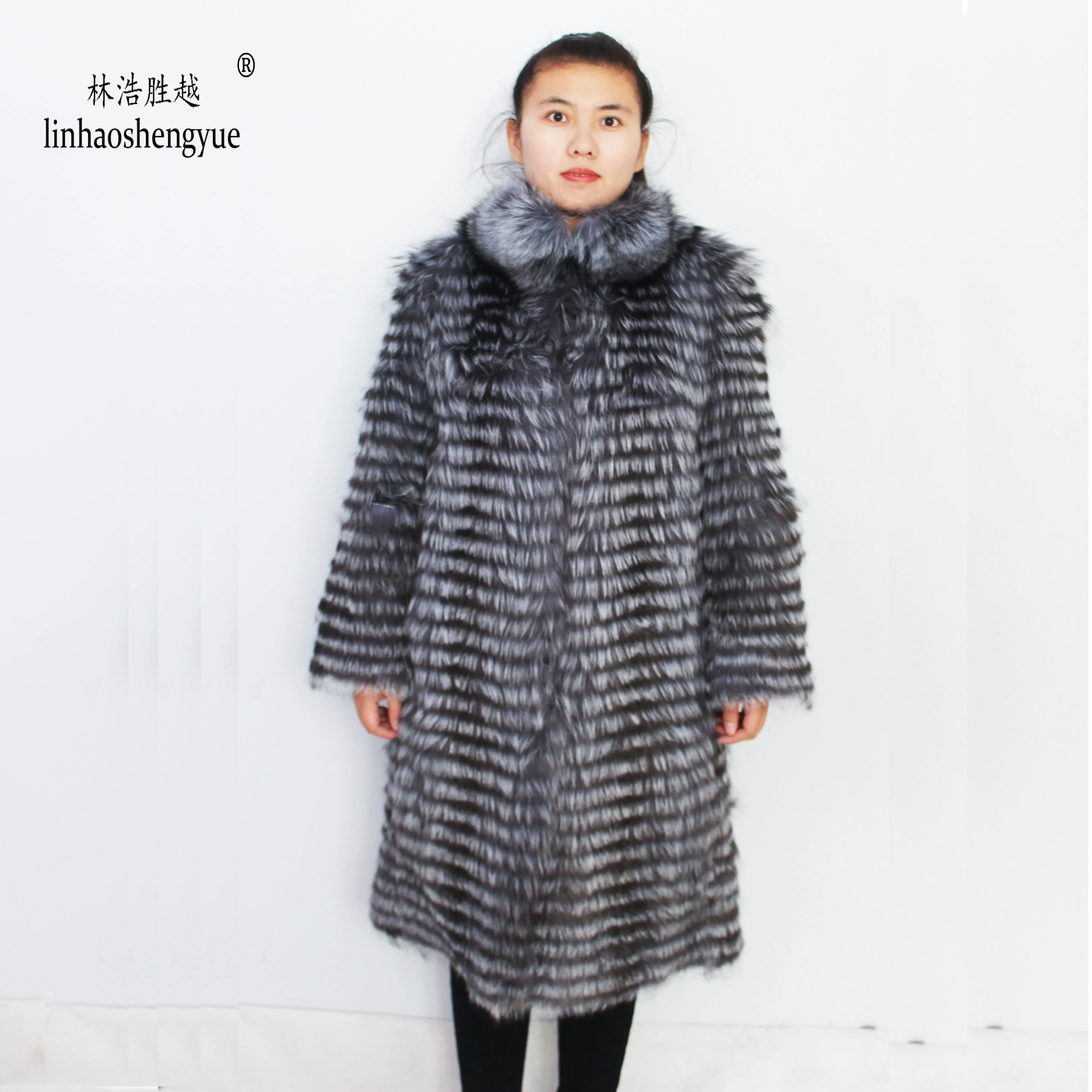 Linhaoshengyue 90cm Long Advanced Real Silver Fox Red Fox Nature Fur ...