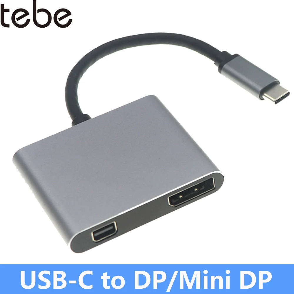Tebe 2 인 1 USB C 허브 c형 4K x 2K 디스플레이포트, 미니 DP 어댑터 c형 3.0 도킹 스테이션, MacBook Air iPad 2018 Dell 용 ...