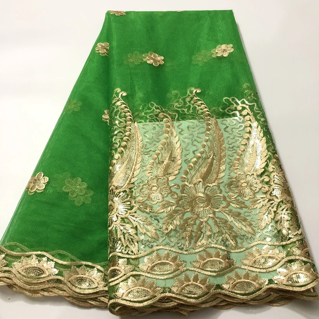 Golden Green African Laces Embroidered Nigerian Laces Fabric High ...