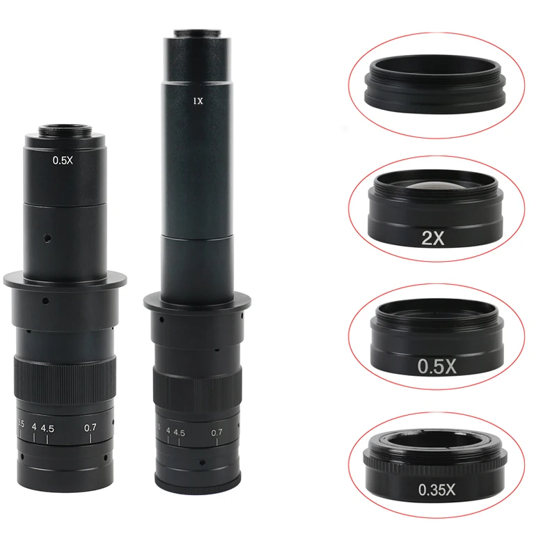 0.7x-4.5x Adjustable 180x 300х Zoom C-mount Lens + 0.5x 2x 0.35x 1x ...