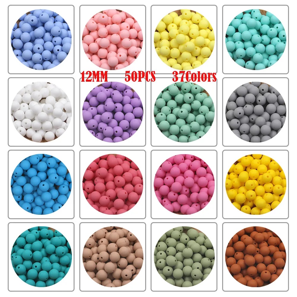 Kovict-50Pcs-Silicone-Beads-9-12-15mm-Round-Pearl-Silicone-Beads-For ...