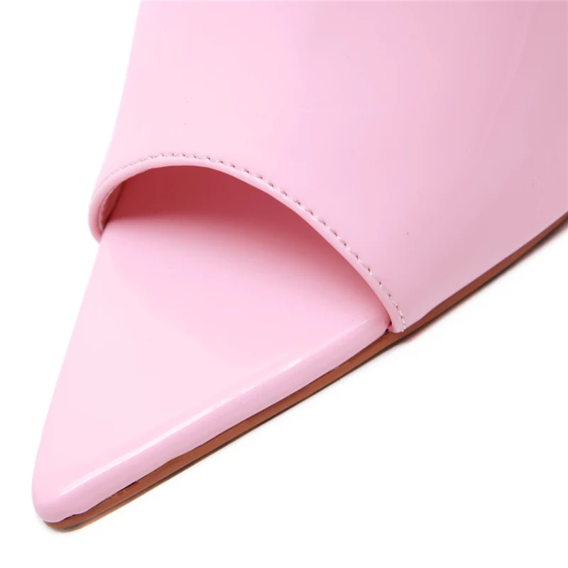 2019 Summer Women 12cm High Heels Patent leather Mules Stiletto Sexy ...