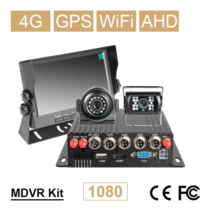 7 "monitor + 2x metal lado/vista frontal câmera de backup ahd + wif gps ...