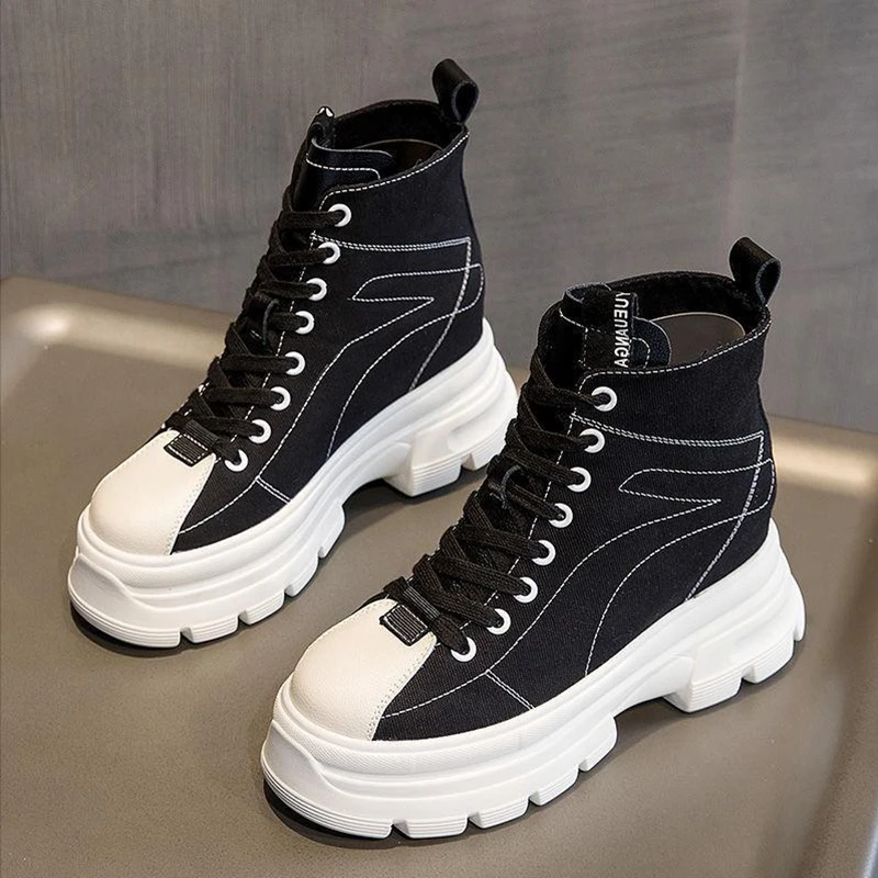 Botas Martin de suela gruesa para mujer, botas cortas de lona con ...