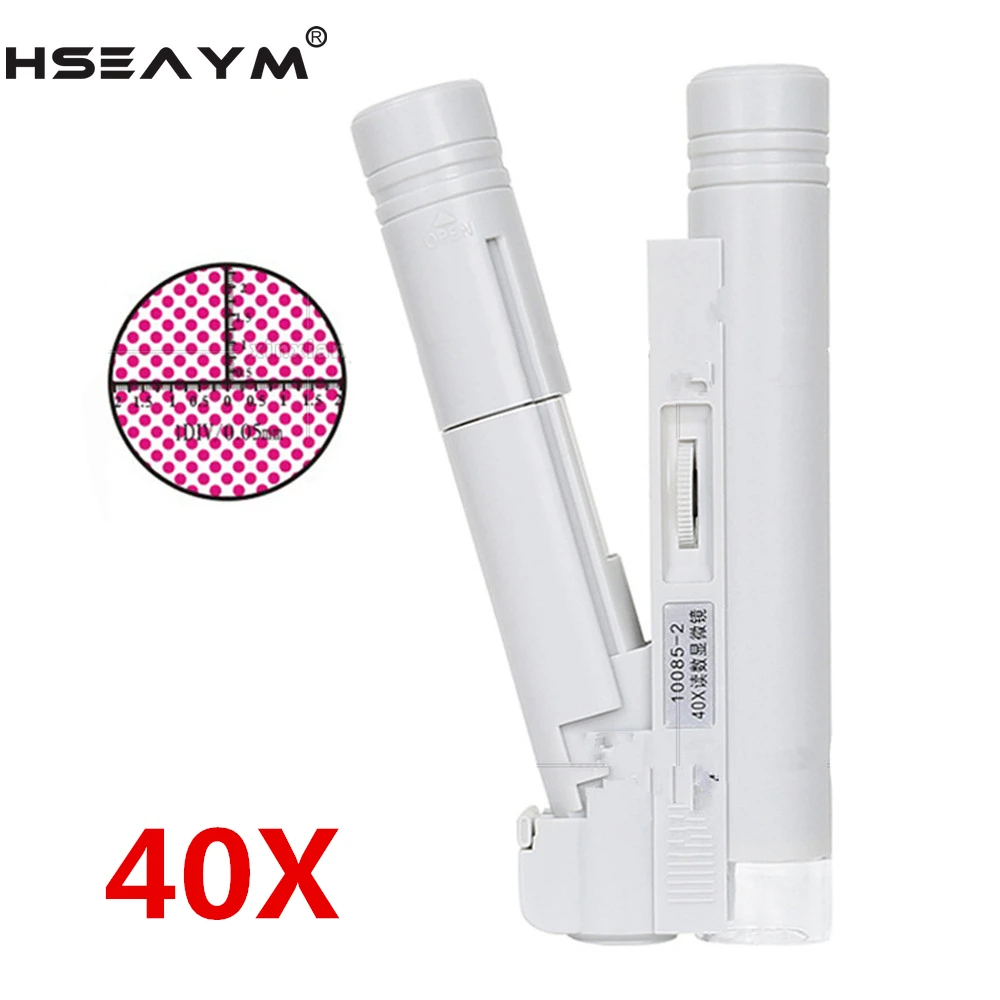 40X LED Portable Scale Microscope Double Tube Coordinate Optical Lenses ...