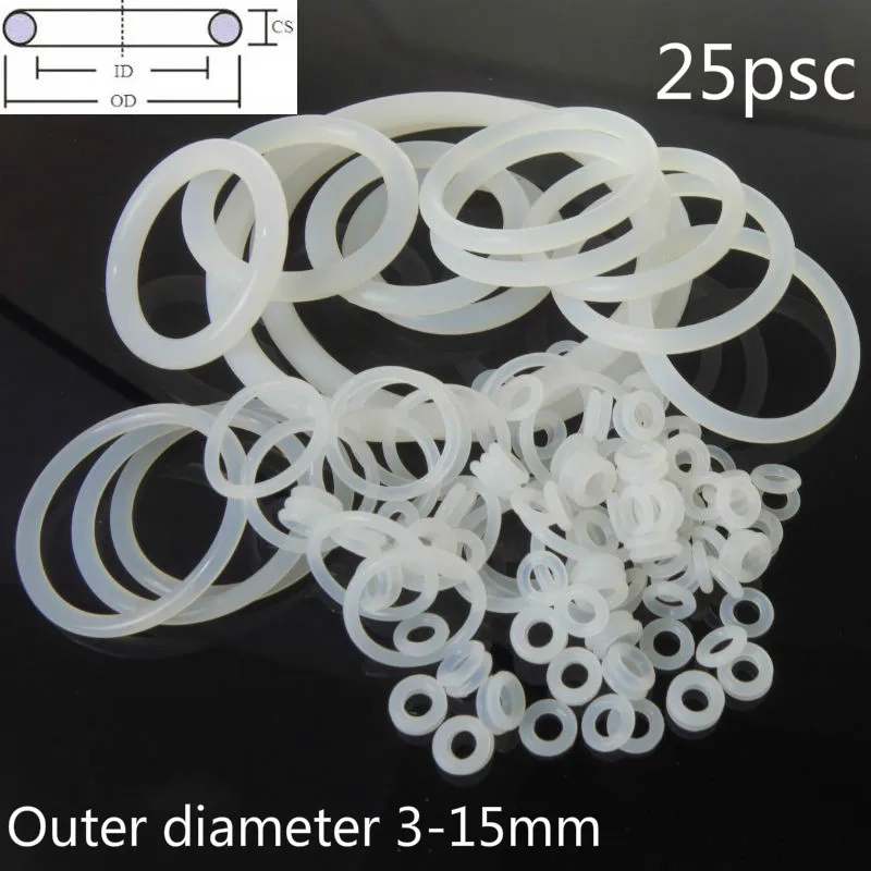 25PCS-lot-White-Silicon-Rings-Silicone-OD-3-15mm-1-1-5-2mm-Thickness-O ...