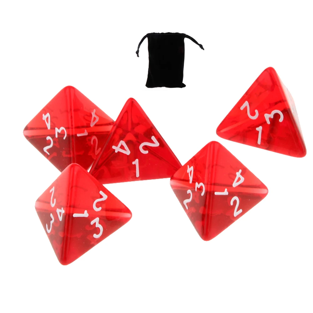 20mm-4-Sided-Polyhedral-Dice-Acrylic-D4-DND-RPG-Dice-Transparent-Red ...