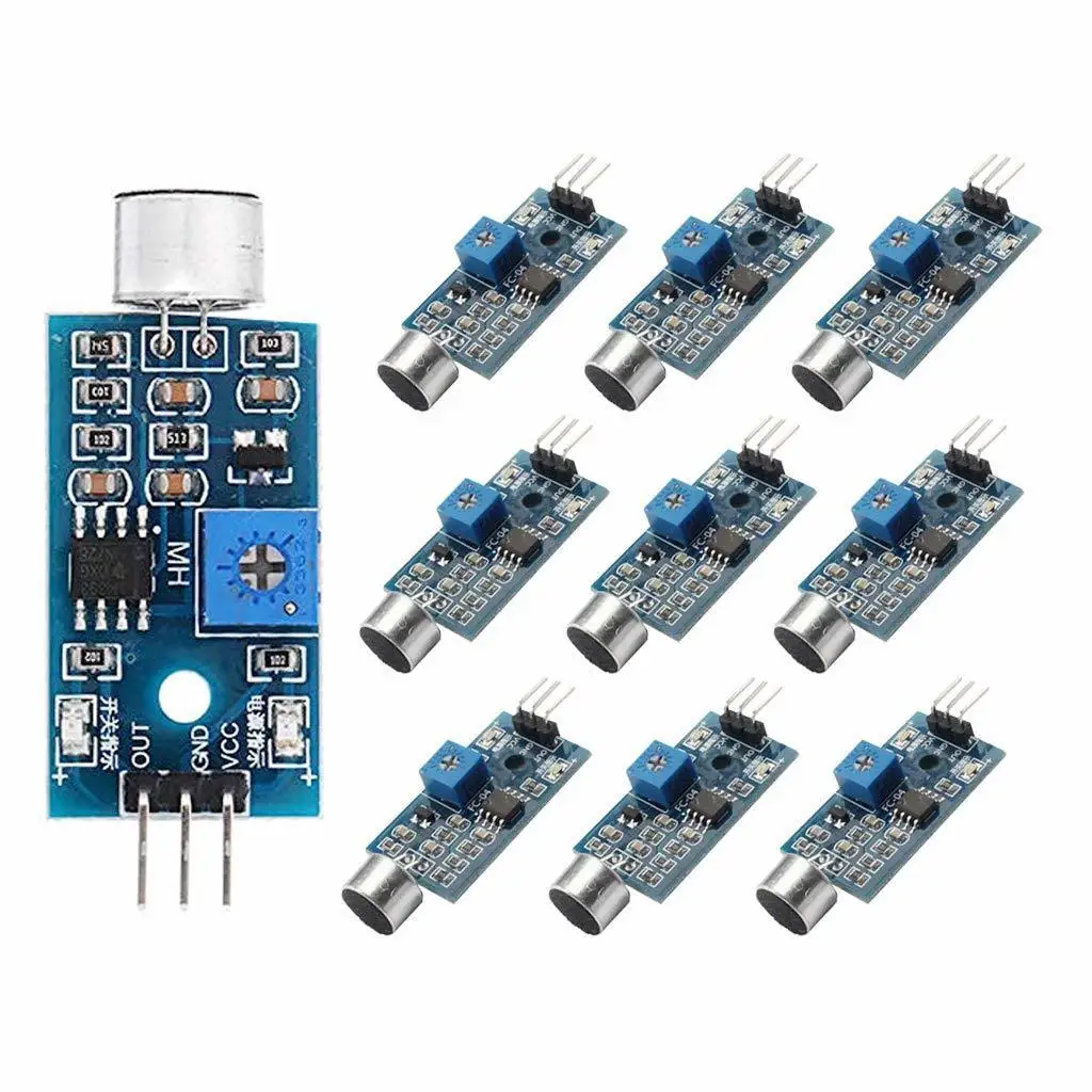Sensor de som do microfone 10 peças, módulo de detecção de som para ...