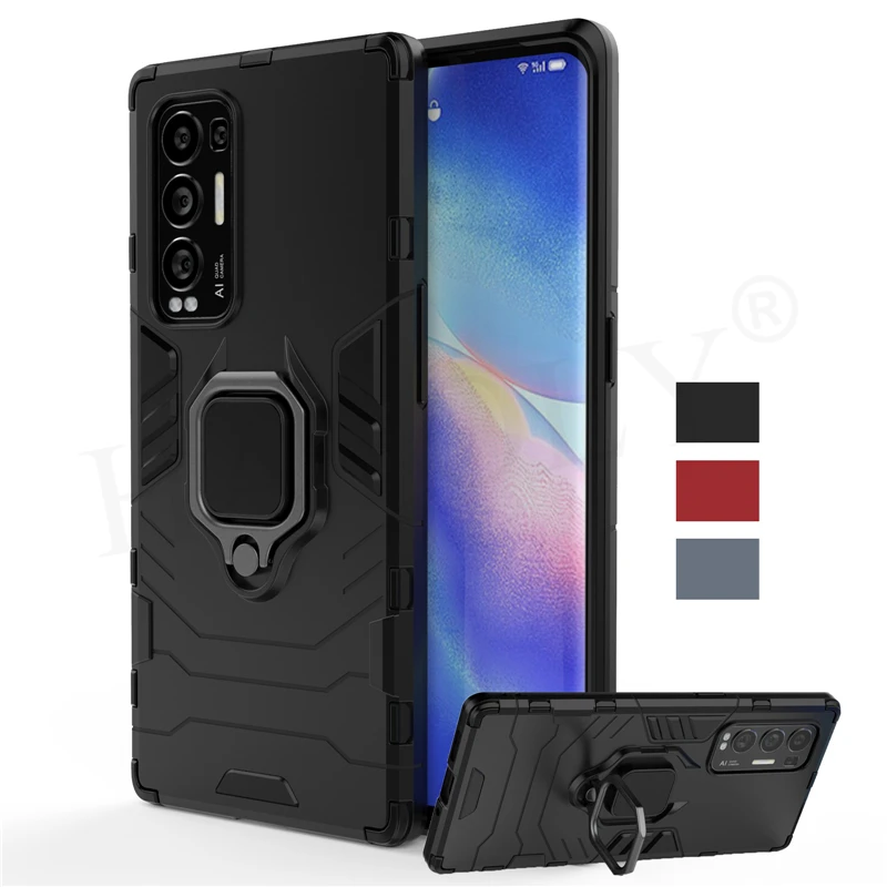 For Cover Oppo Find X3 Neo Case Shockproof TPU Bumper Magnetic Ring ...