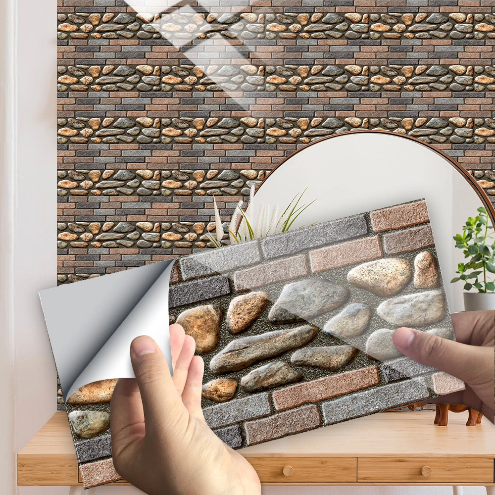 10pcs Marble Cobblestone Pattern Tiles Sticker Kitchen Bathroom Bedroom ...