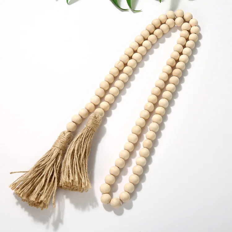Rustic-DIY-Handmade-Wooden-Beads-String-with-Tassel-Home-Decoration ...