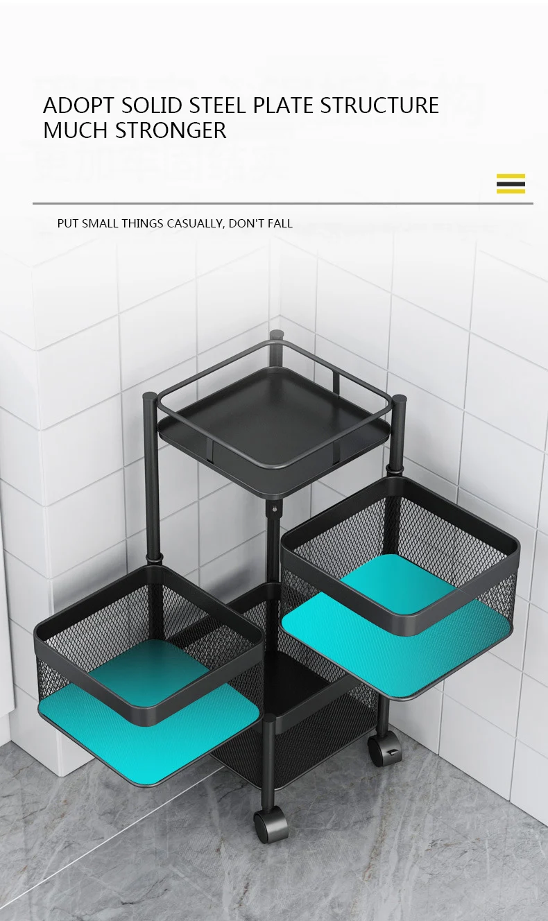Installation-free Kitchen Rotating Rack Floor Multi-layer Multi ...