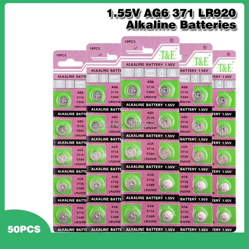 50pcs AG6 AG 6 SR290SW LR921 Watch Clock Pilas Alkaline Batteries ...