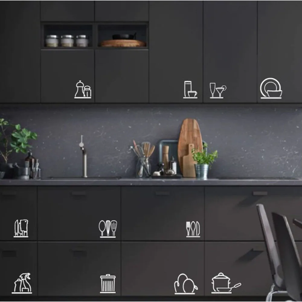 11Pcs Kitchen Cabinet Storage label Sticker Decal Cupboard Drawers ...