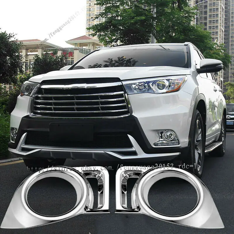 For Toyota Highlander ABS Chrome Front fog lamp trim cover Car ...