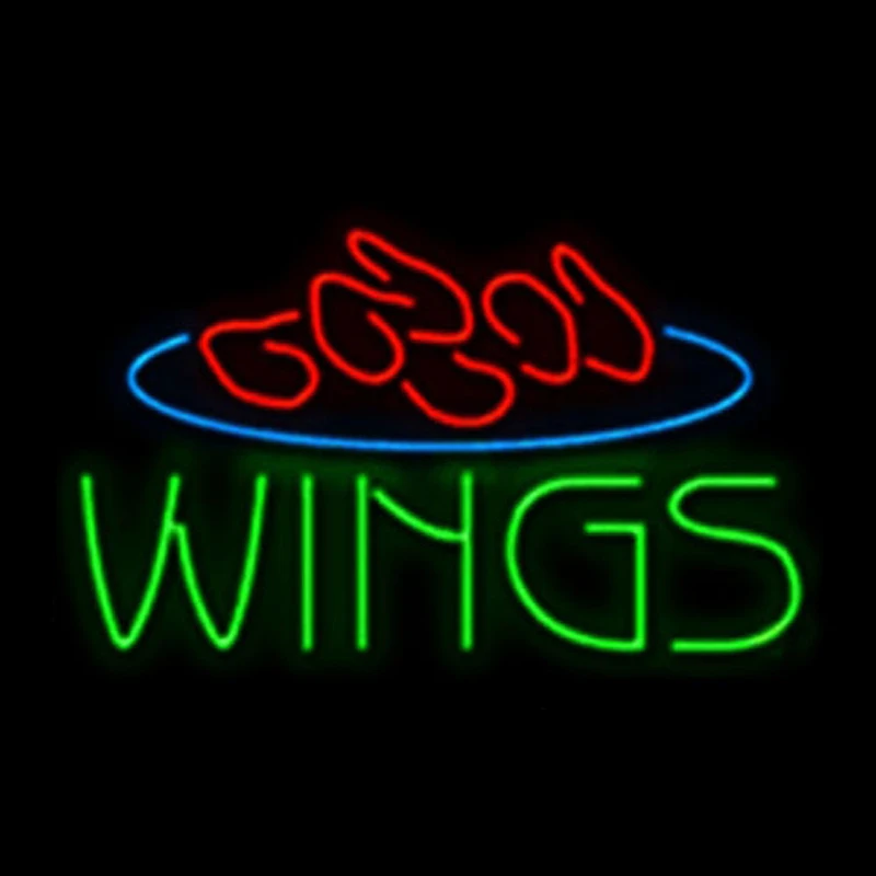 WINGS-Chicken-Food-Neon-sign-Custom-Handmade-Real-Glass-Tube-Bar ...