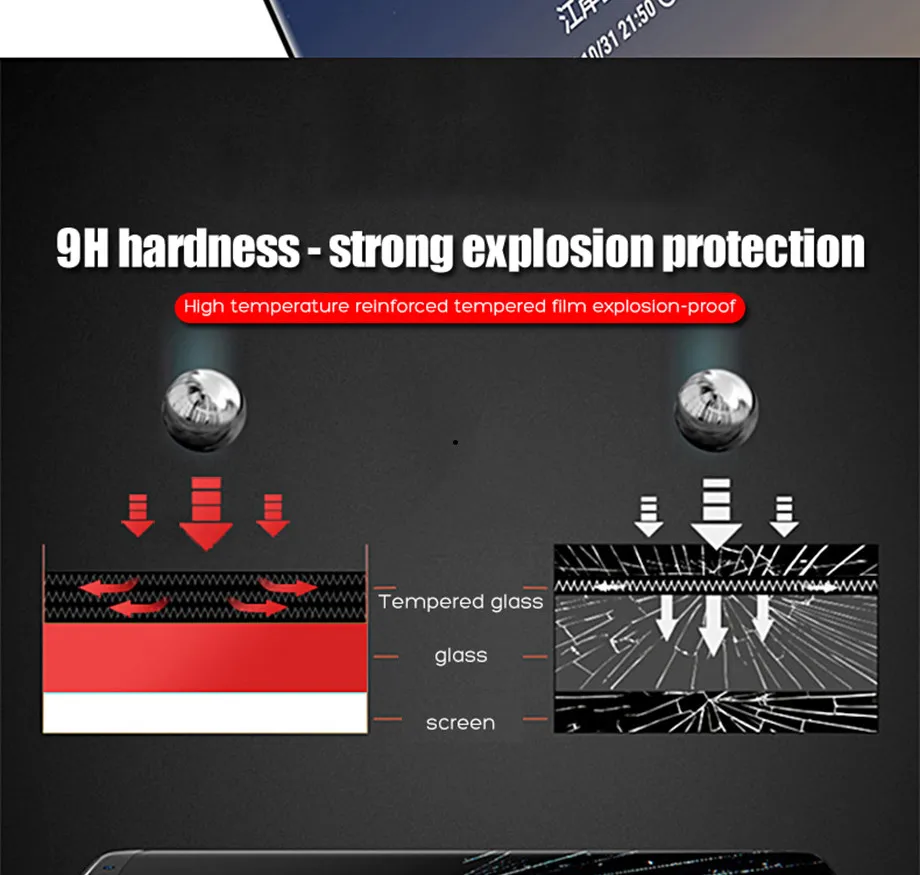 300D полностью изогнутое закаленное стекло для samsung Galaxy S9 S8 Plus Note 9 8 Защитная ...