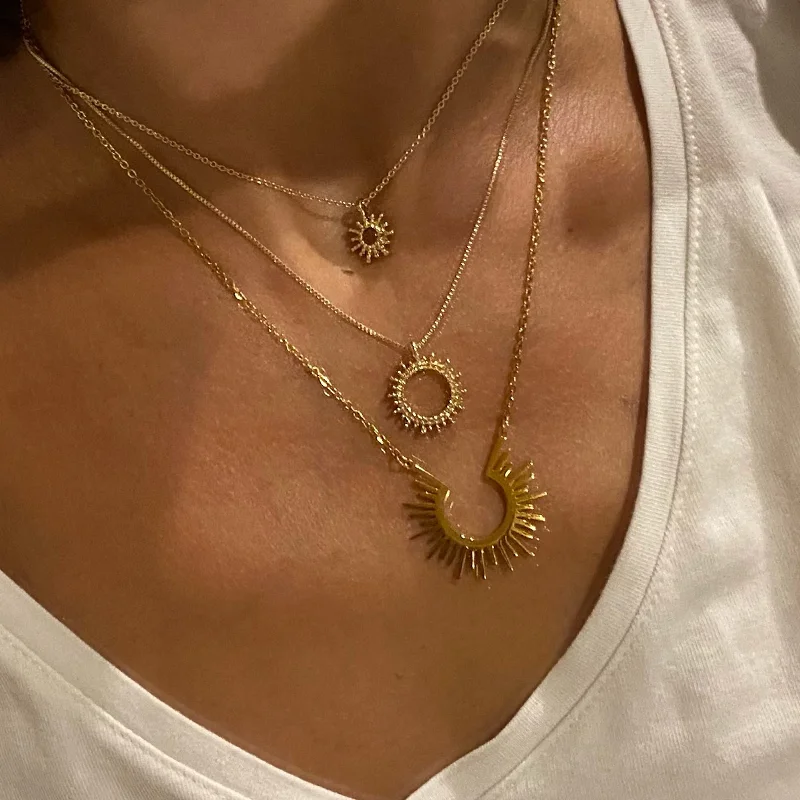 Goth Totem Sun Pendants Necklaces For Women Men Gold Color Chain Flame ...