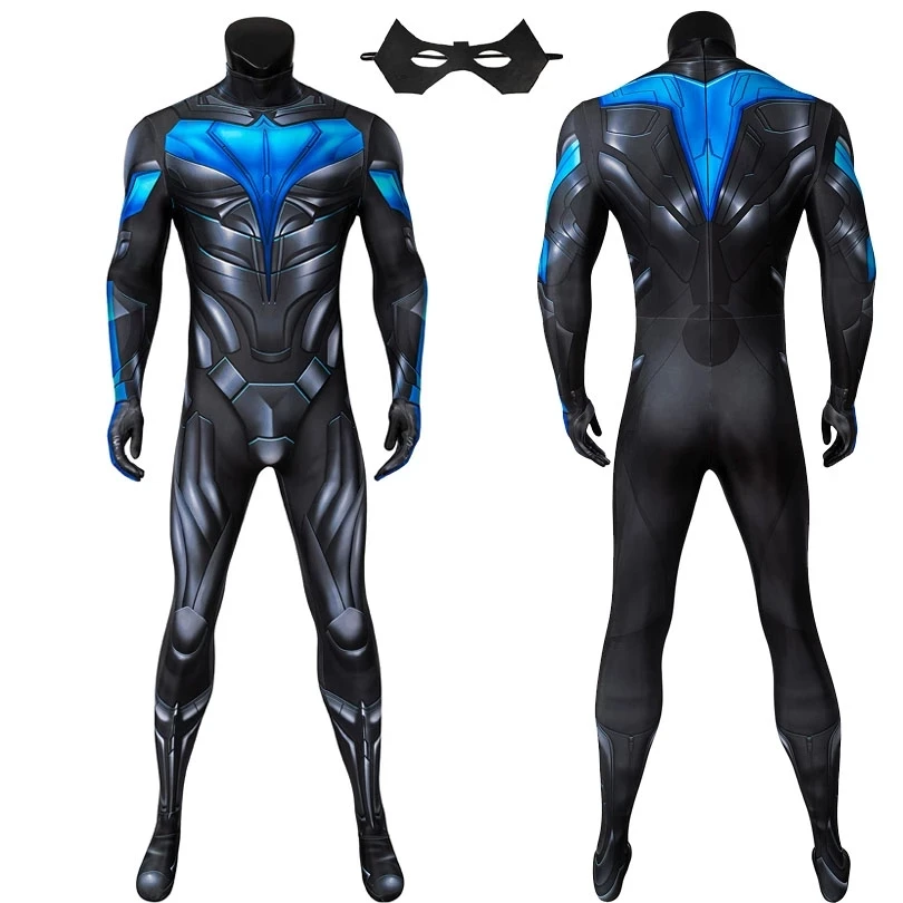 Superhero Titans Nightwing Jumpsuit With Eye Mask Cosplay Costume ...