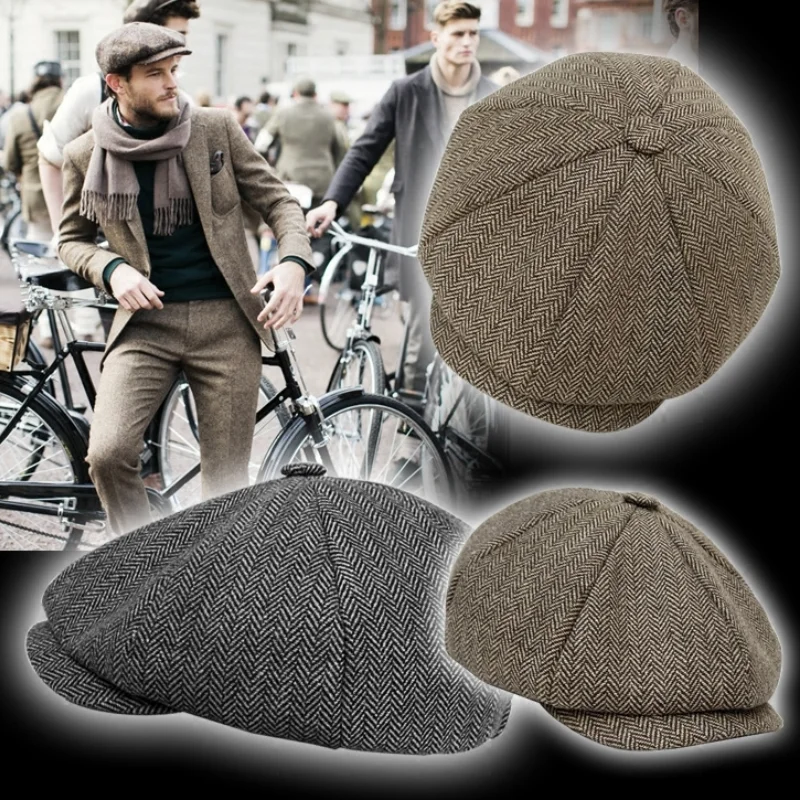 2021-Autumn-Winter-Men-Hat-Berets-British-Western-British-Style-Wool ...