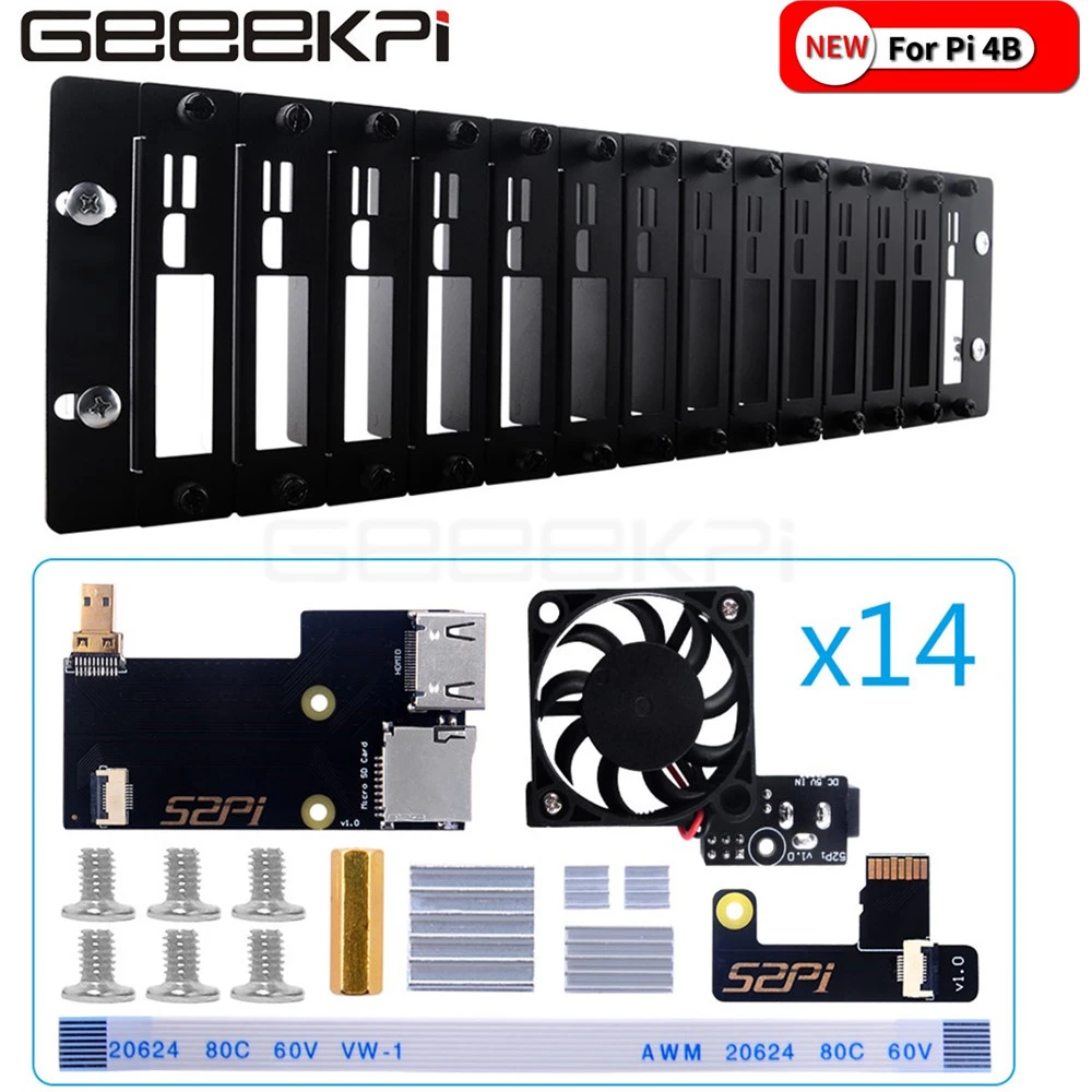 3u 19 Inch Rack Steel For Raspberry Pi 4b Clusters Fan Dc Board Tf Card ...