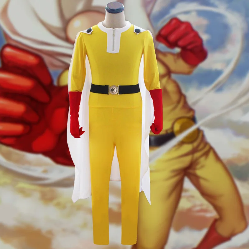 One Punch Man Cosplay Costumes Saitama Cosplay Jumpsuit Cloak Belt ...