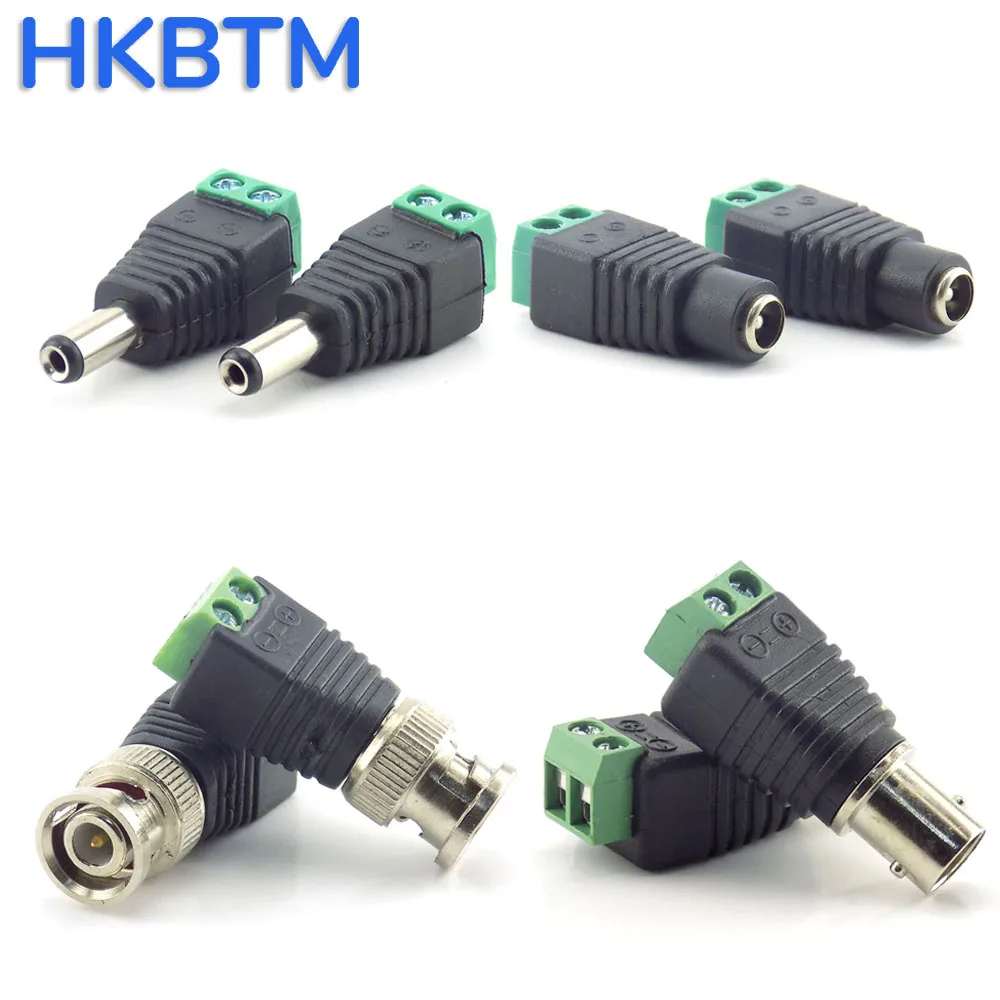 HKBTM-bnc-connector-DC-BNC-Male-female-Connector-Coax-CAT5-Video-Balun ...