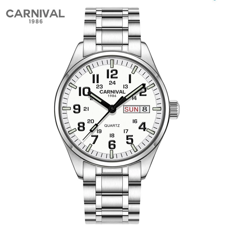 Reloj-de-marca-de-lujo-CARNIVAL-para-Hombre-manecillas-luminosas ...