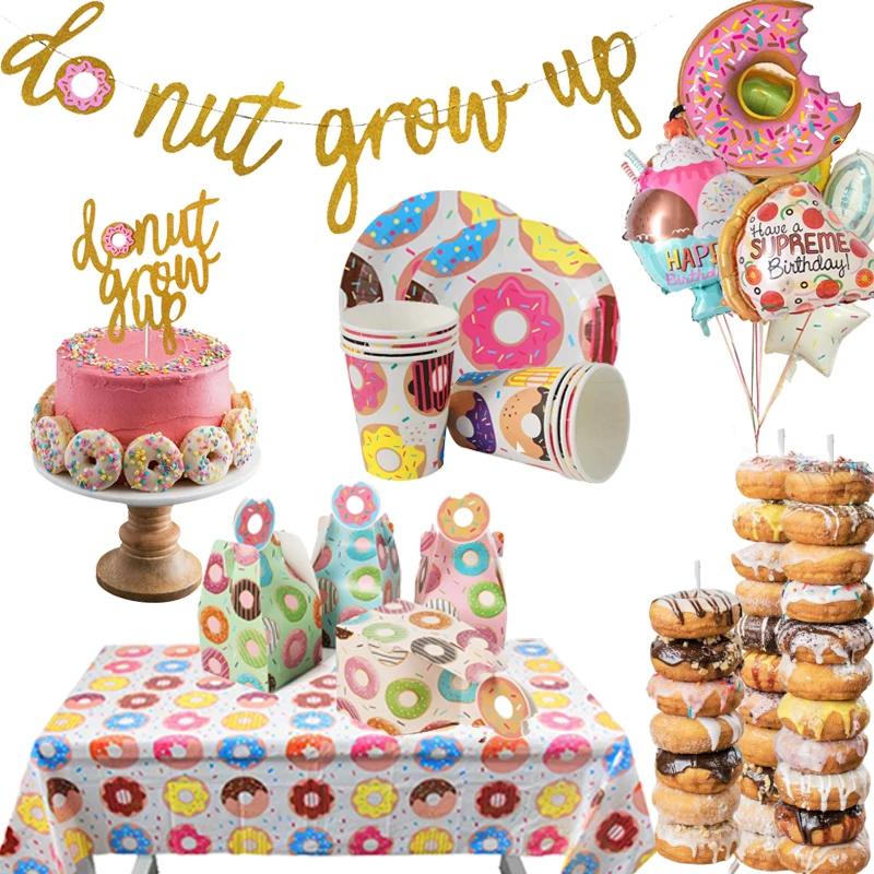 Cyuan Donut Grow Up Theme Party Supplies Birthday Donut Theme Baby ...