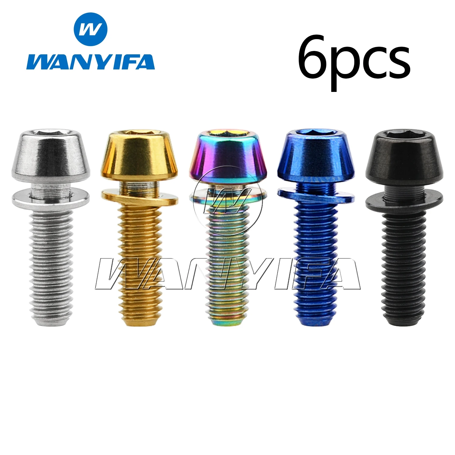 Wanyifa Titanium Bolts M5x16 18 20mm Bike Stem Bolts Taper Head with Washers for MTB Mountain ...