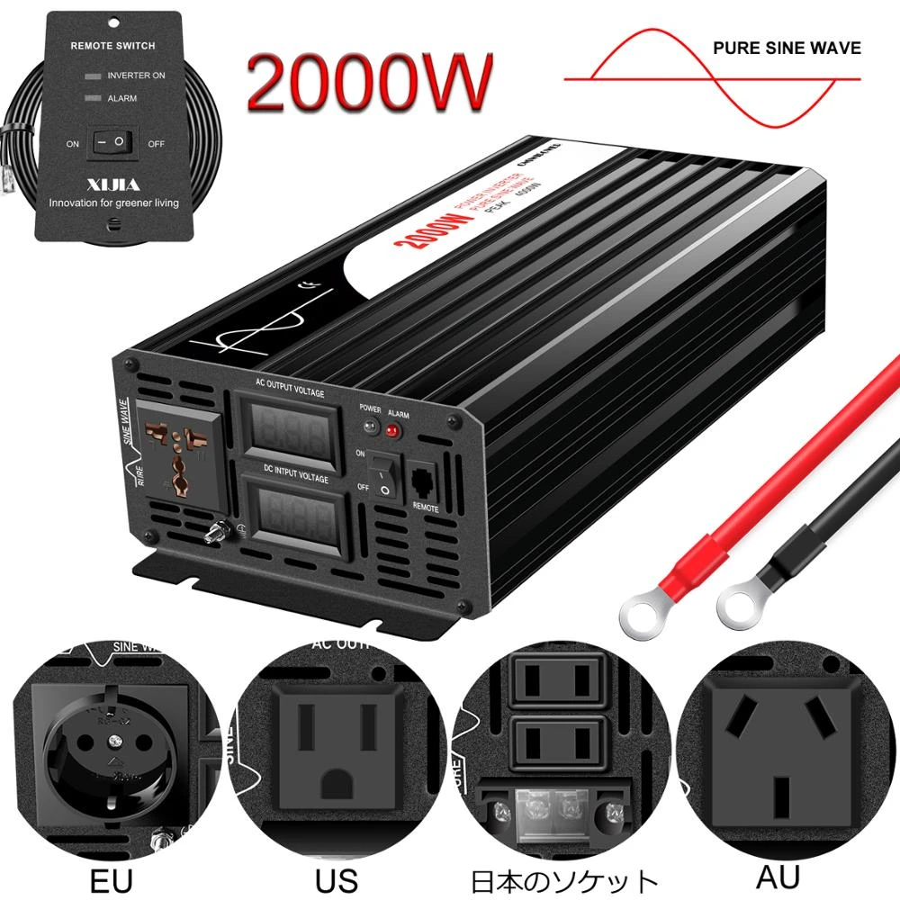2000w Pure Sine Wave Solar Power Inverter Dc 12v 24v 48v To Ac 110v ...