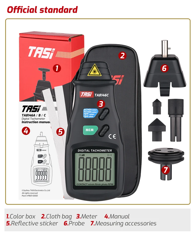 Tacômetro digital tasi ta8146a/b/c até 99999 rpm lcd display digital ...