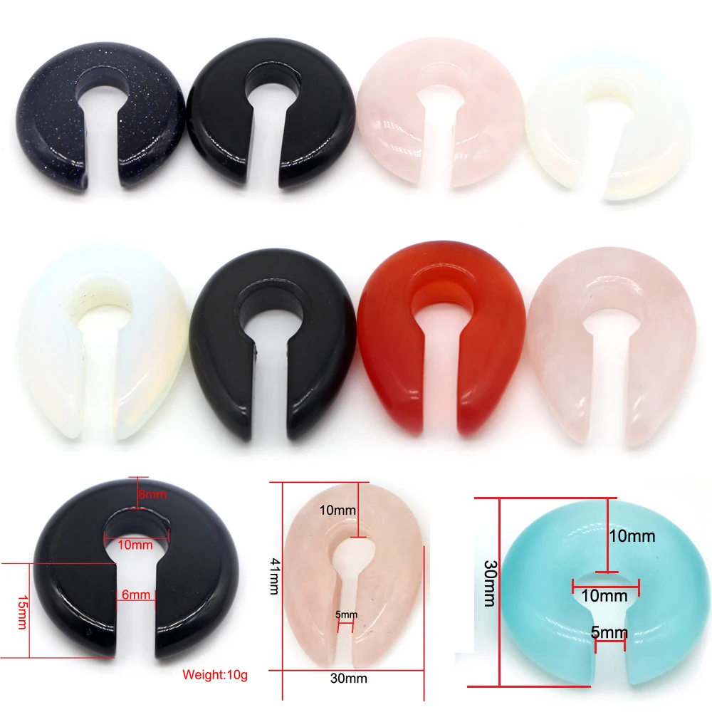 Alisouy 1PC Keyhole Pink Black Opal Stone Ear Hanger Ear Stretcher ...