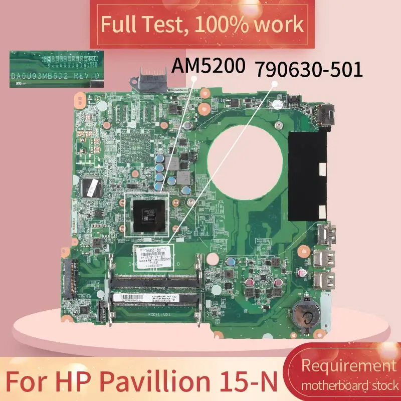 790630-601 For HP Pavillion 15-N DA0U93MB6D2 790630-501 AM5200 Notebook ...