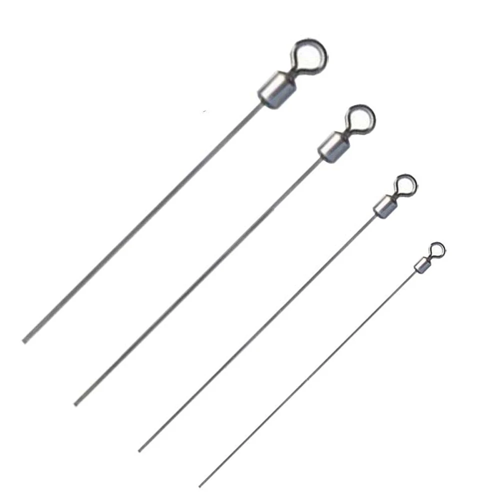 50pcs Hard Steel Wire Long Pole Fishing Swivel Stainless Steel Barrel ...
