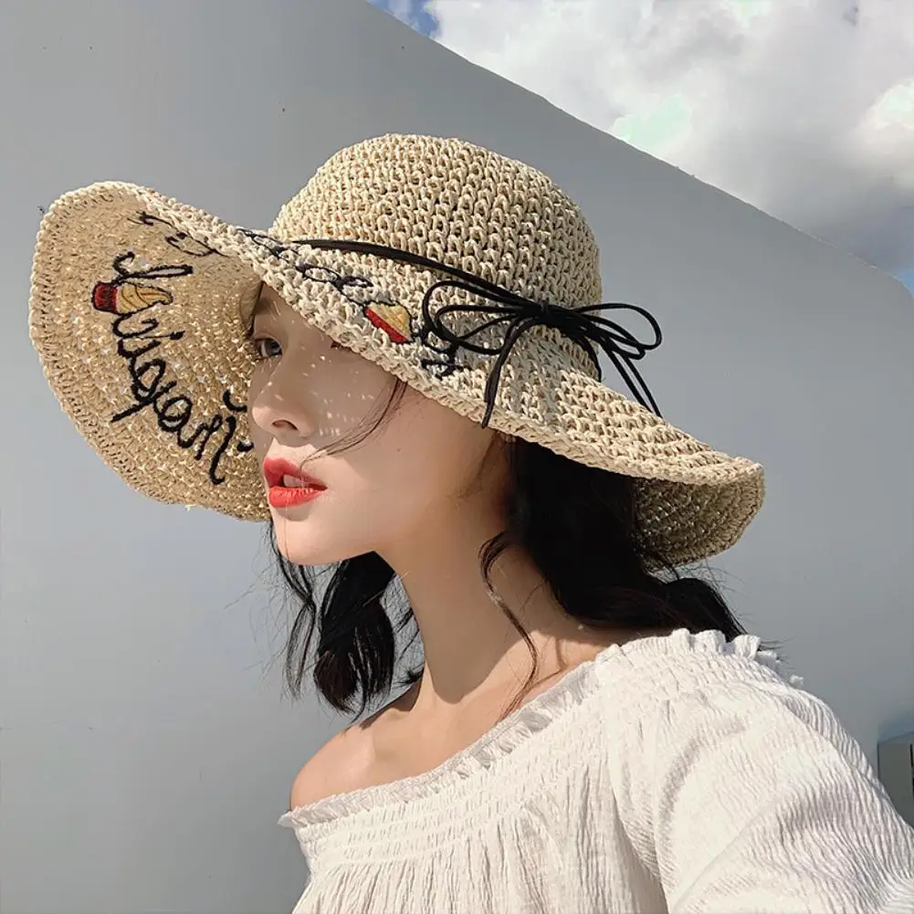 Fashion Hawaiian straw hat sun hat Cute Women sun hats bow hand made ...