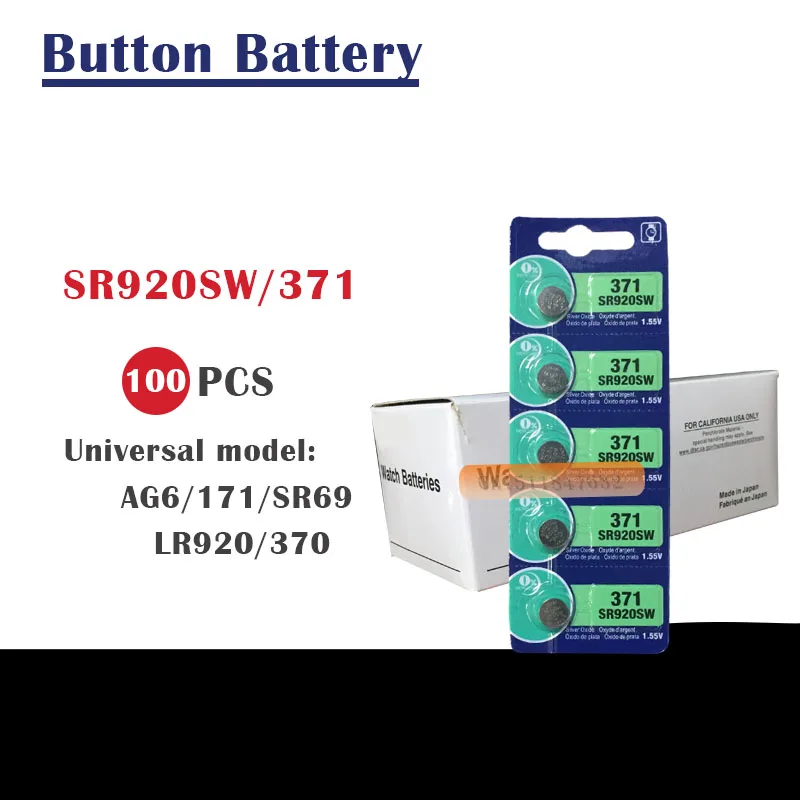 100pcs 371 battery SR69 SR920W SR920SW AG6 L921 605 620 280 31 280 51 ...