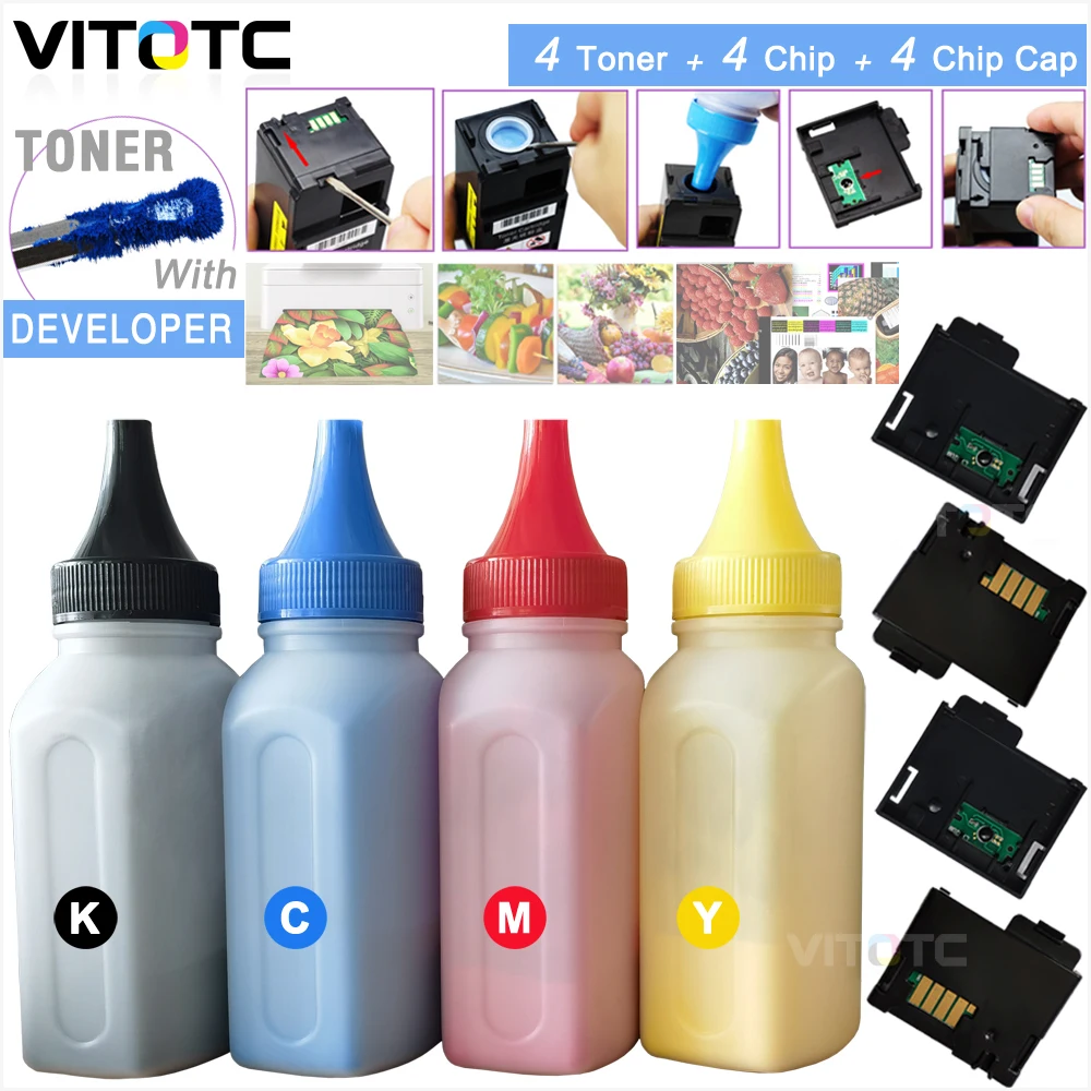 4 Pack Refill Toner Powder Cartridge Reset Chip Cover Cap Kit For Xerox ...